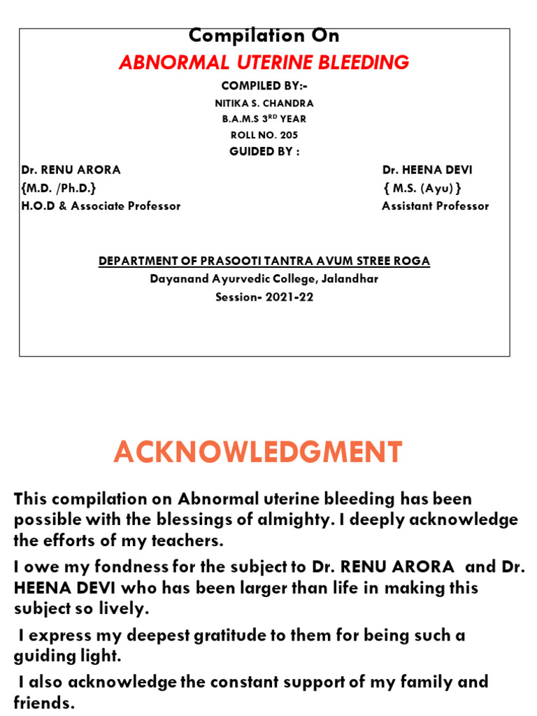 Understanding Abnormal Uterine Bleeding | PDF