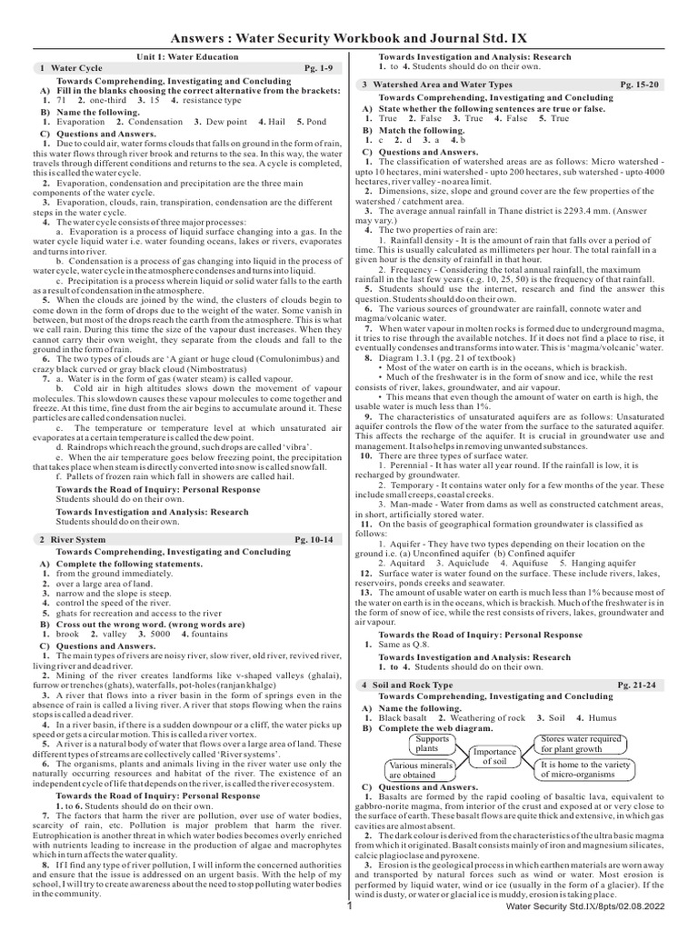 Geography... Digest Ans | PDF | Water | Precipitation