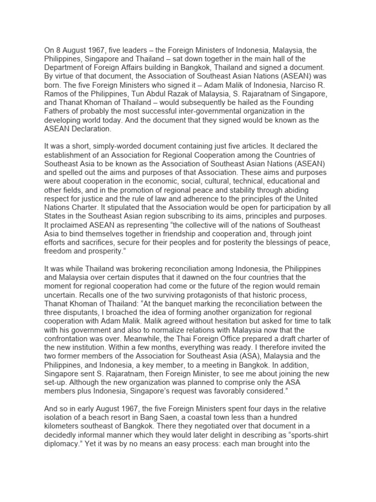 History of Asean | PDF | Malaysia | Thailand