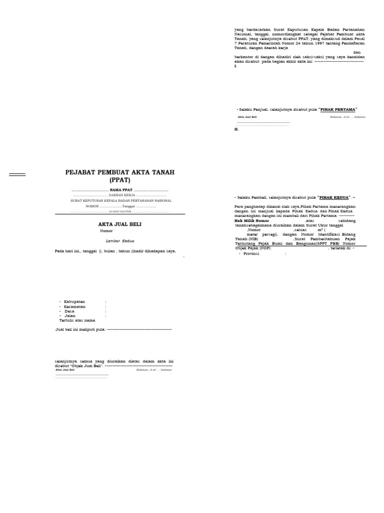 Akta Jual Beli Tanah oleh PPAT | PDF