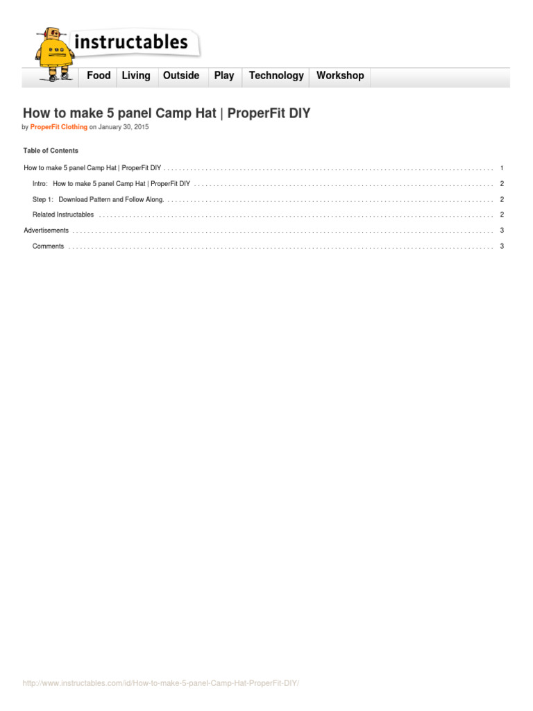 DIY 5-Panel Camp Hat Instructions | PDF | Consumer Goods | Softlines ...