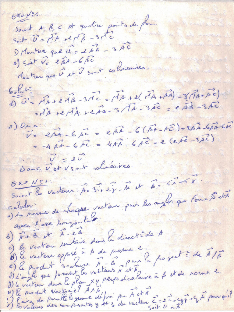 Corr - Exo - 1 Vecteurs | PDF