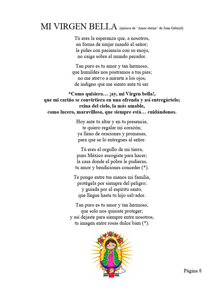 Letra de "Mi Virgen Bella" | PDF