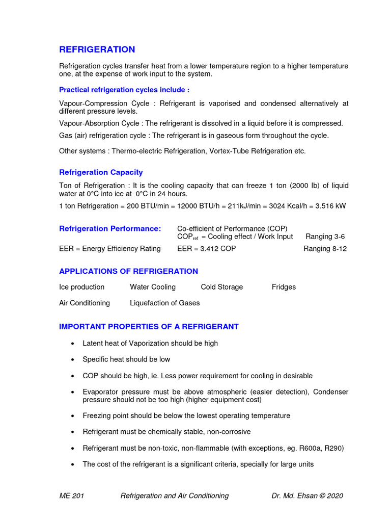 ME201 - Refrigeration & Airconditioning 2022 | PDF | Air Conditioning ...