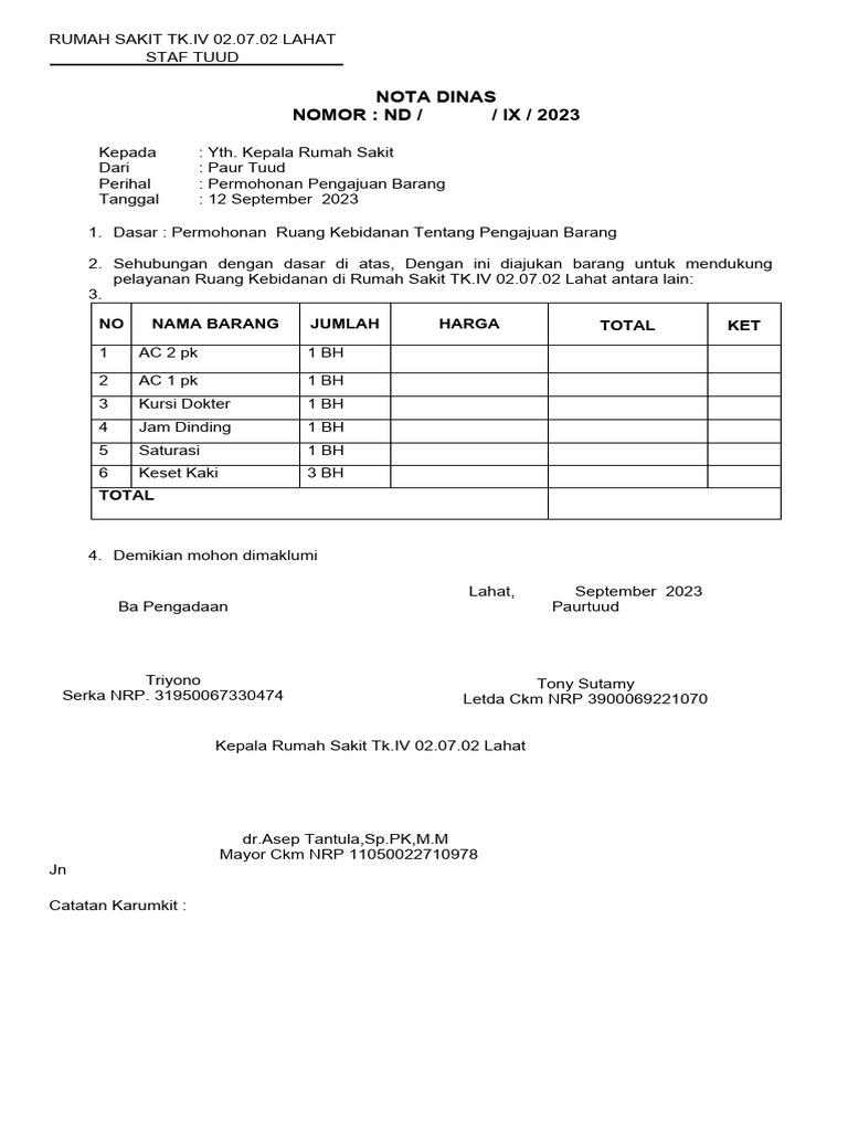 Contoh Nota Dinas | PDF