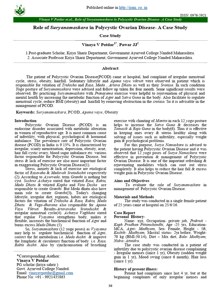 Role of Surya Namaskar in PCOD | PDF