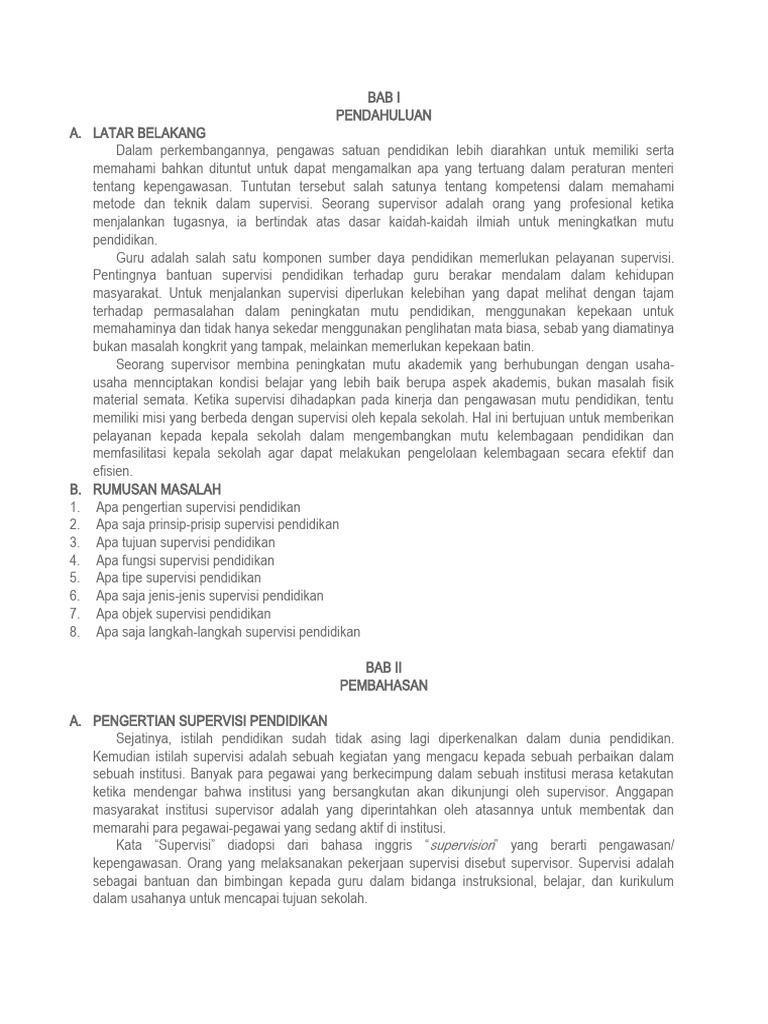 Makalah Supervisi Pendidikan | PDF