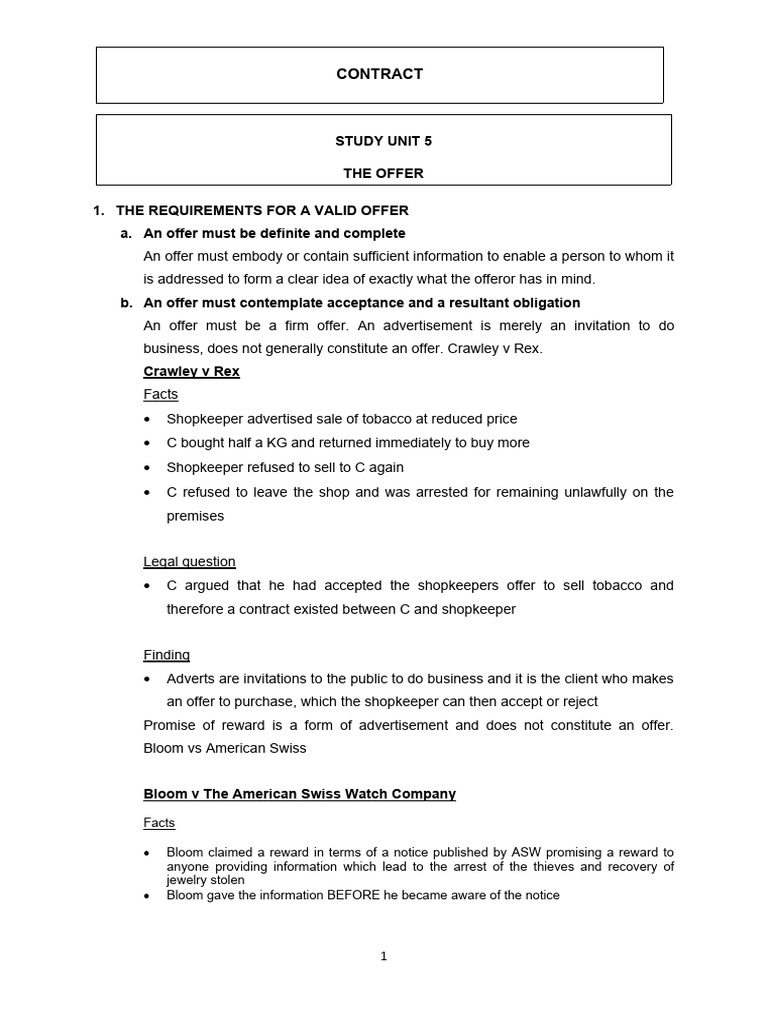 Formation of A Contract | PDF | Offer And Acceptance | Auction