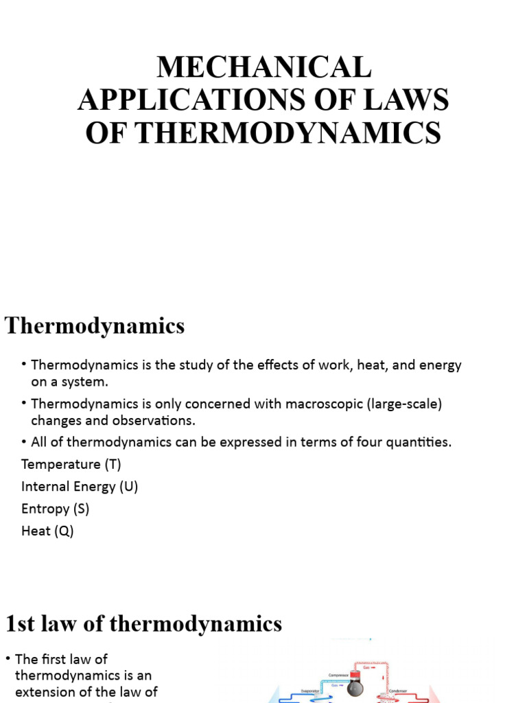 Mechanical Applications of Laws of Thermodynamics | PDF | Thermodynamics | Heat