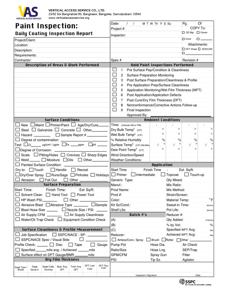 VAS - Daily-Painting Insp-Report | PDF
