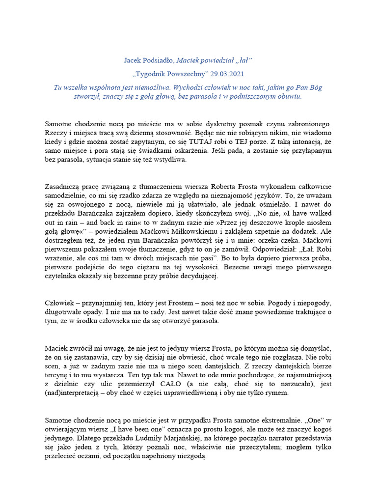 Jacek Podsiadło, TP | PDF