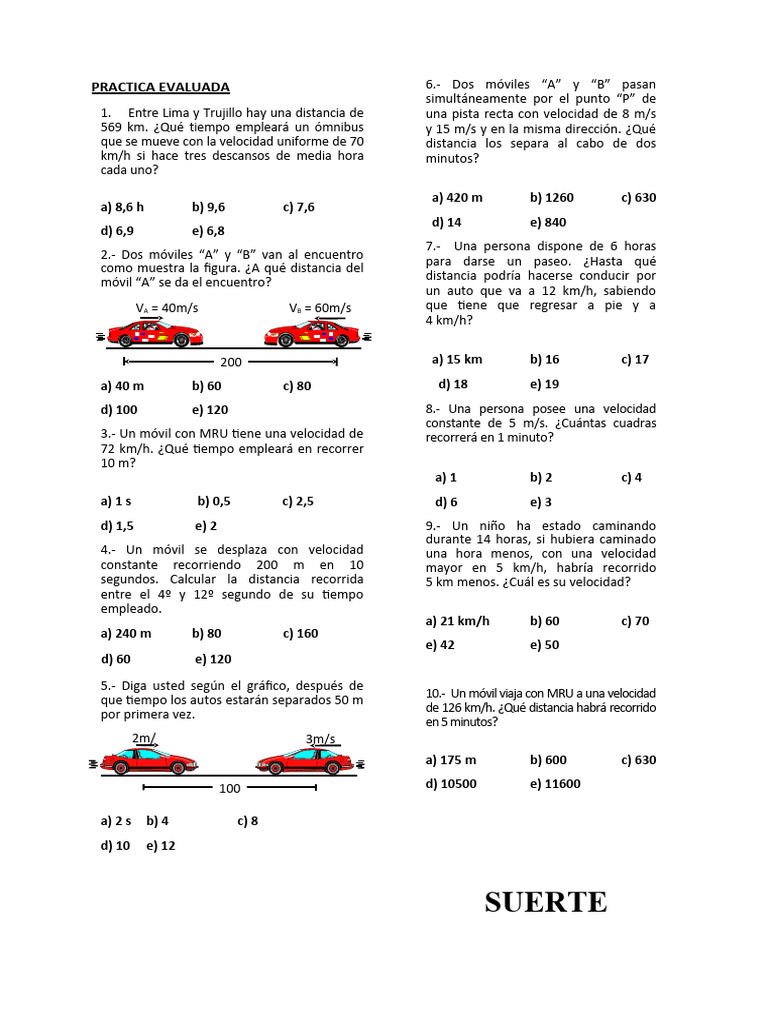 Practica Evaluada Mru | PDF