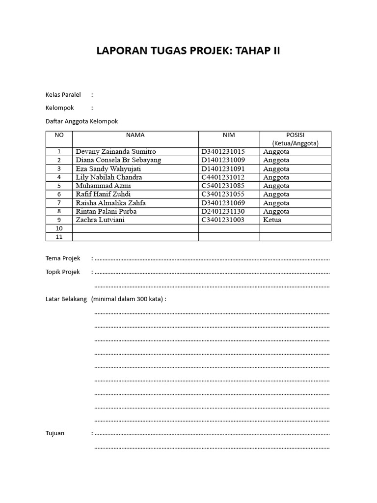 Format Laporan Tugas Projek-Ii | PDF