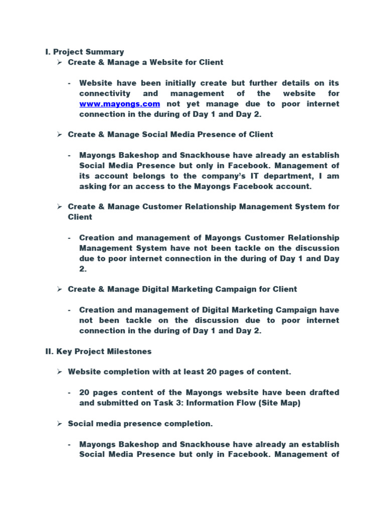 Rayban Task 5 Submit A Weekly Accomplishment Report For Mayongs Week 1 ...