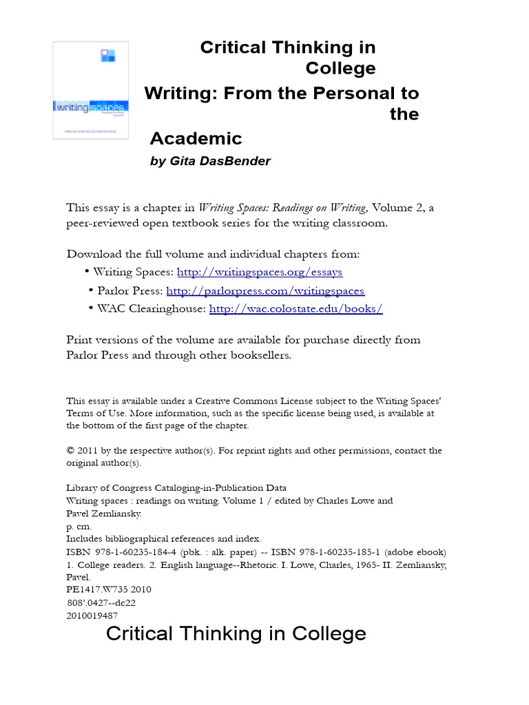 ENG 13 M1 Dasbender Critical Thinking 2 | PDF