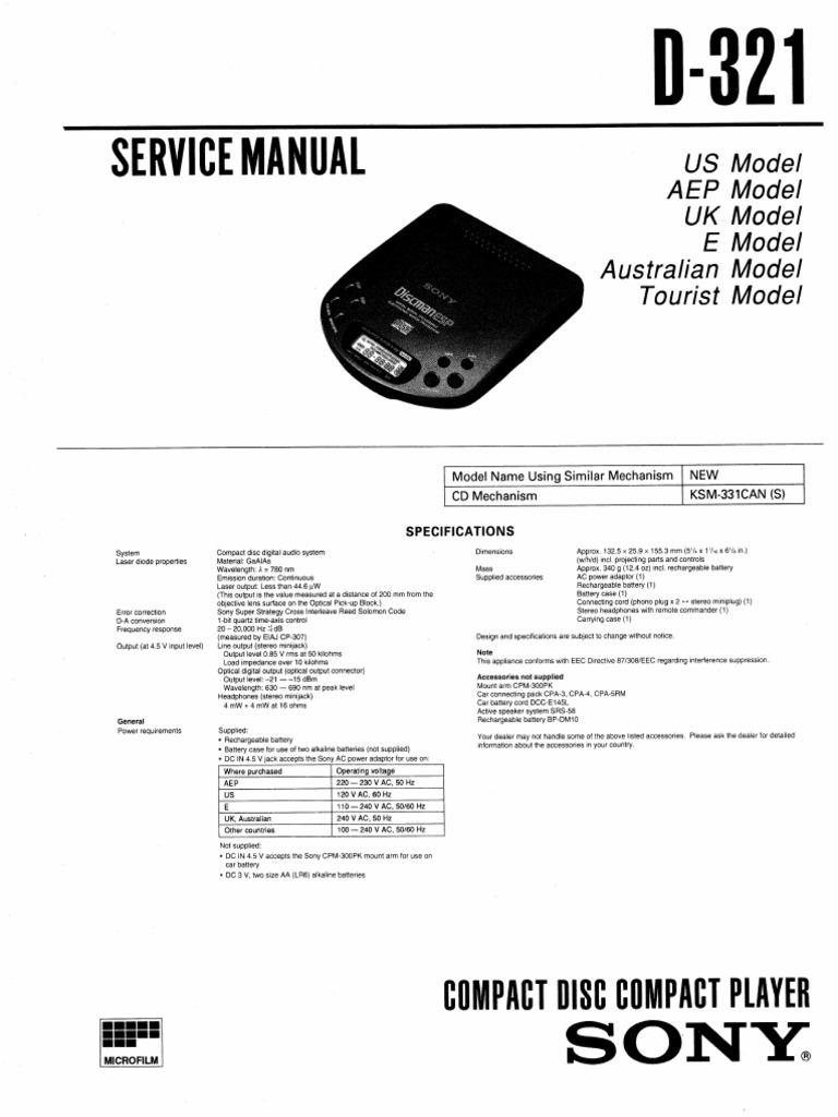 Sony - d-321 SM | PDF