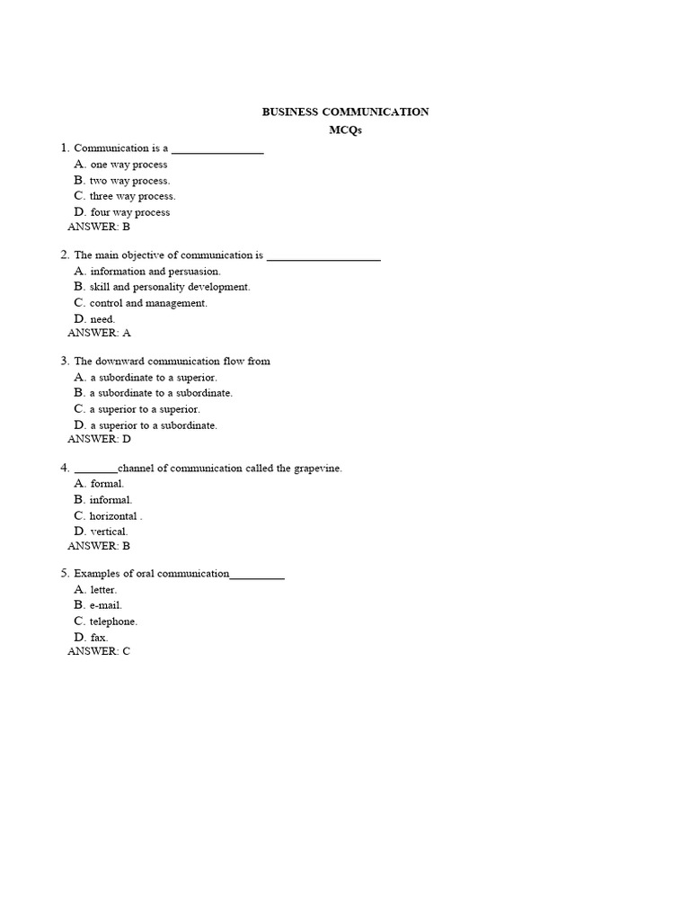 Business Communication MCQs | PDF