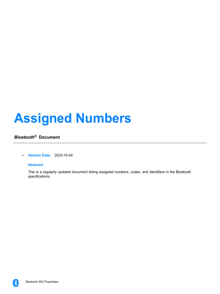 Assigned Numbers | Download Free PDF | Bluetooth | License