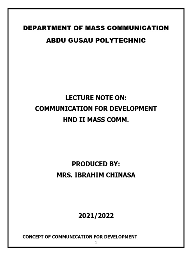Communication For Development | PDF | Communication | Human Communication