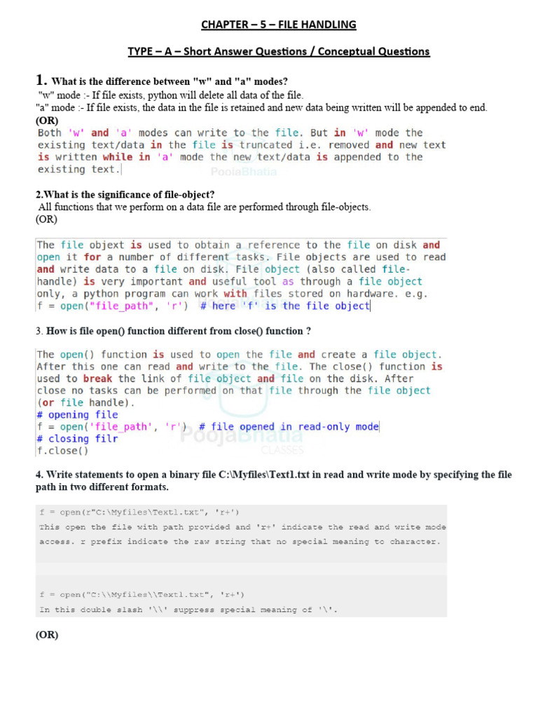Class 12 File Handling Concepts | PDF