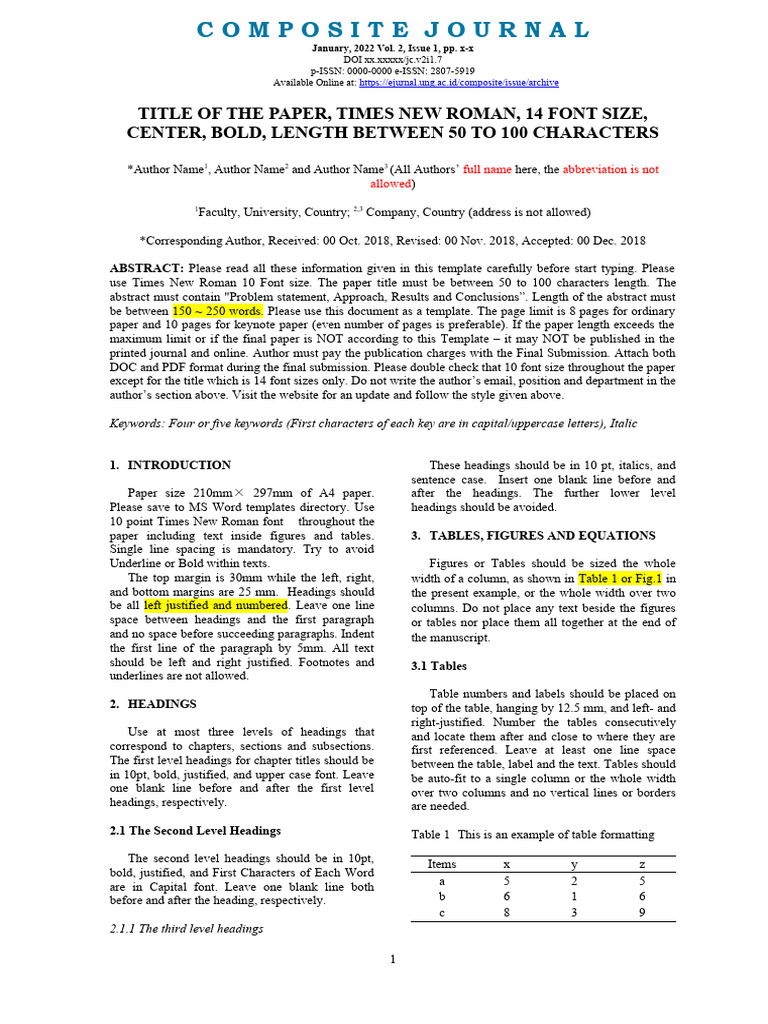 Composite Journal Template | PDF