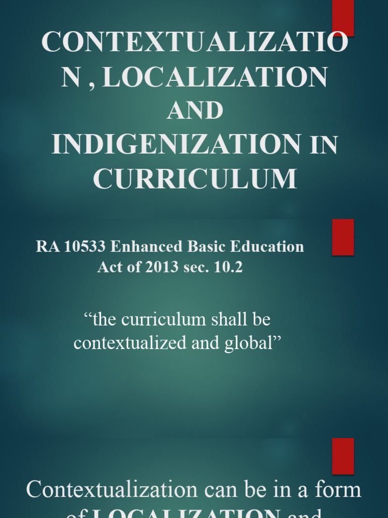 Contextualizing Curriculum: Localization & Indigenization | PDF