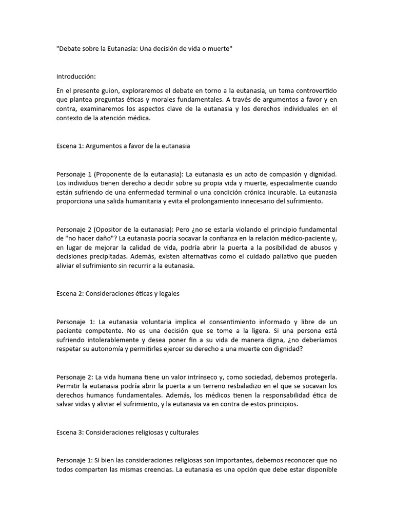 Debate Sobre La Eutanasia | PDF | Cuidados paliativos