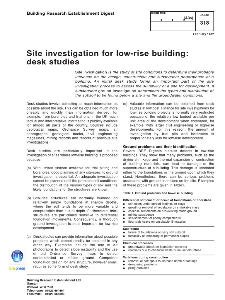 DG318 Site Investigation | PDF