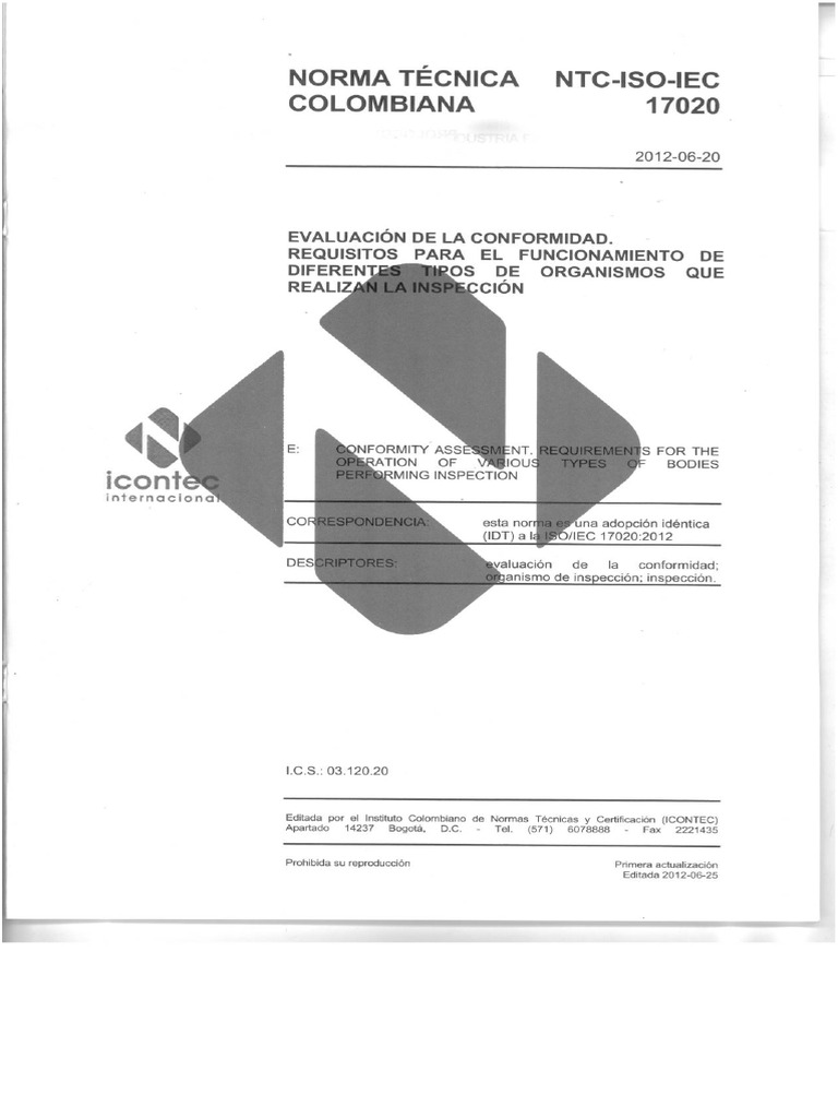 NTC 17020 Criterios Generales para OEC 2012 | PDF