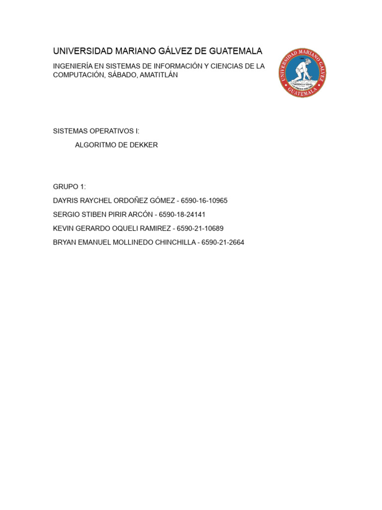 Informe - Algoritmo de Dekker | PDF | Algoritmos | Informática