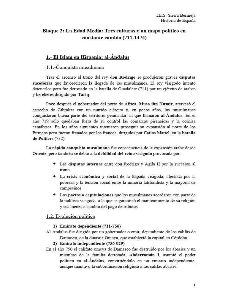 Bloque 2 Historia De España Pdf Al Andalus España