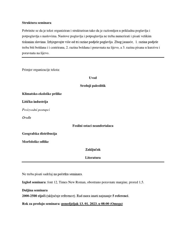 Upute Za Pisanje Seminara | PDF