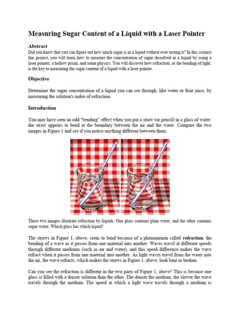 Measuring Sugar Content with Laser Pointer | PDF