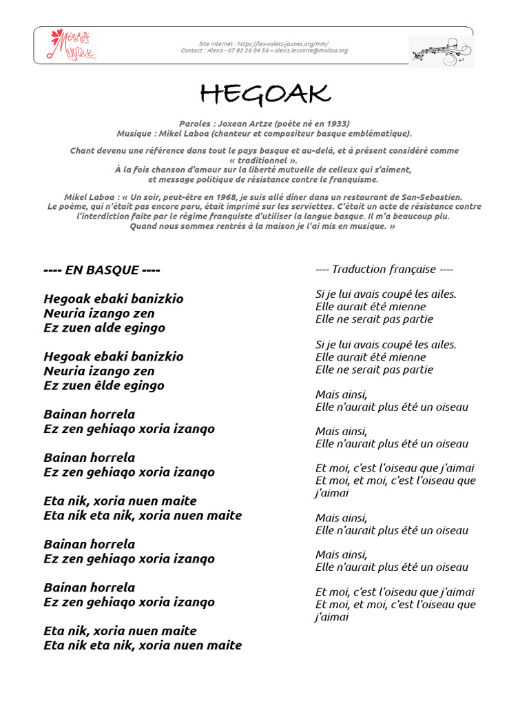 Hegoak Paroles Traduction | PDF