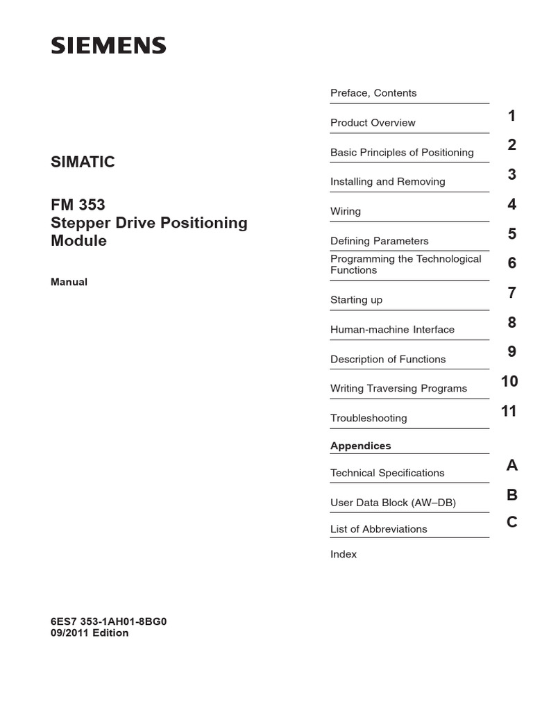 1 2 3 4 5 6 7 8 9 10 11 A B C FM 353 Stepper Drive Positioning Simatic | PDF | Frequency ...