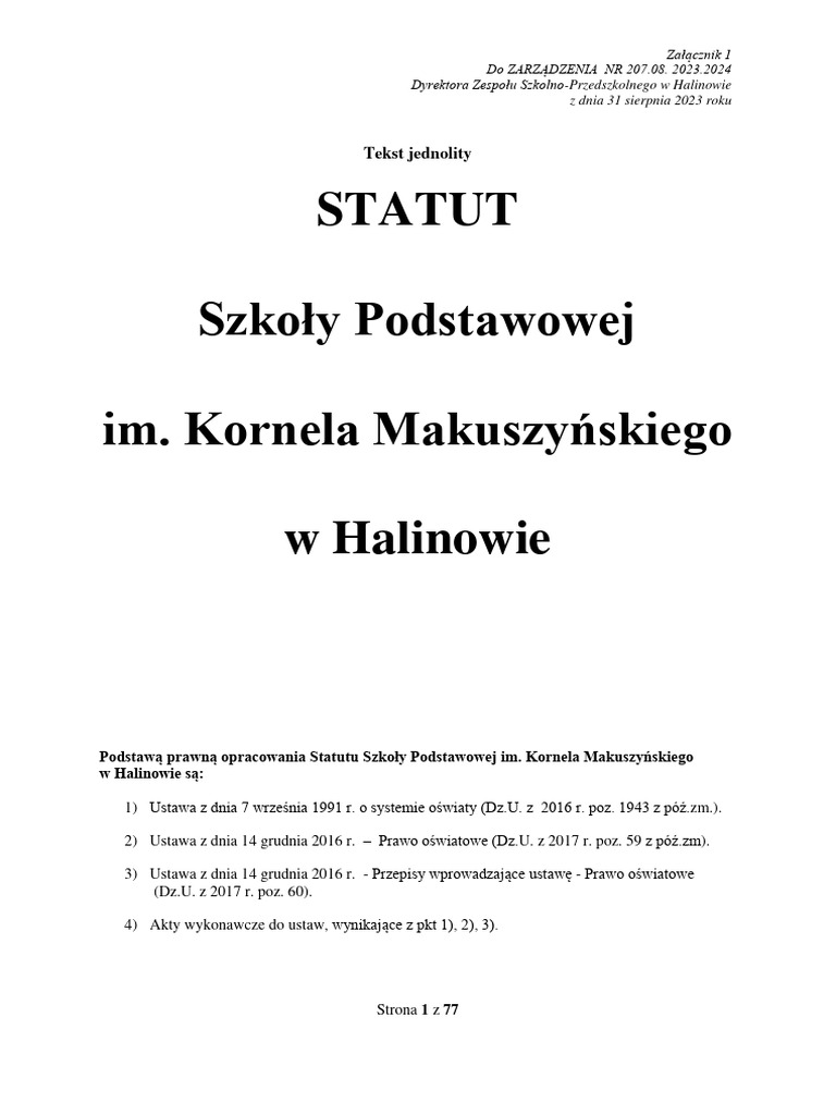 8a Statut SP ZSP Halinow-od-1.09.23-Tj. | PDF