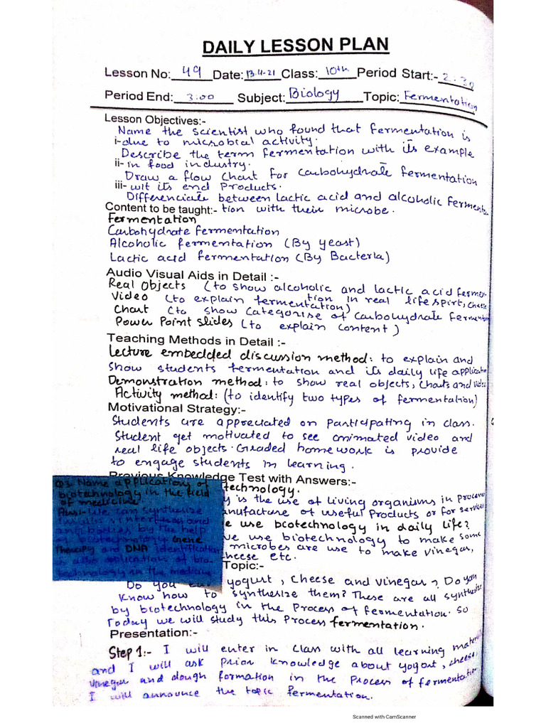 Lesson Plan On Fermentation | PDF