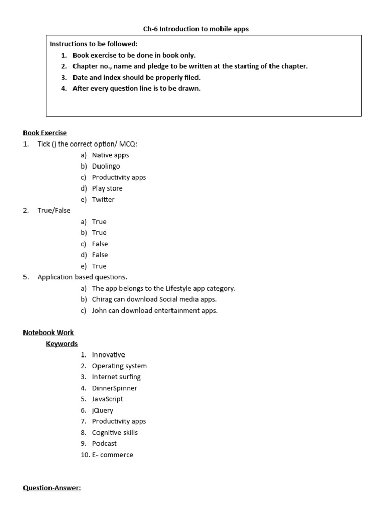 Class 7 ch-6 Introduction To Mobile Apps | PDF