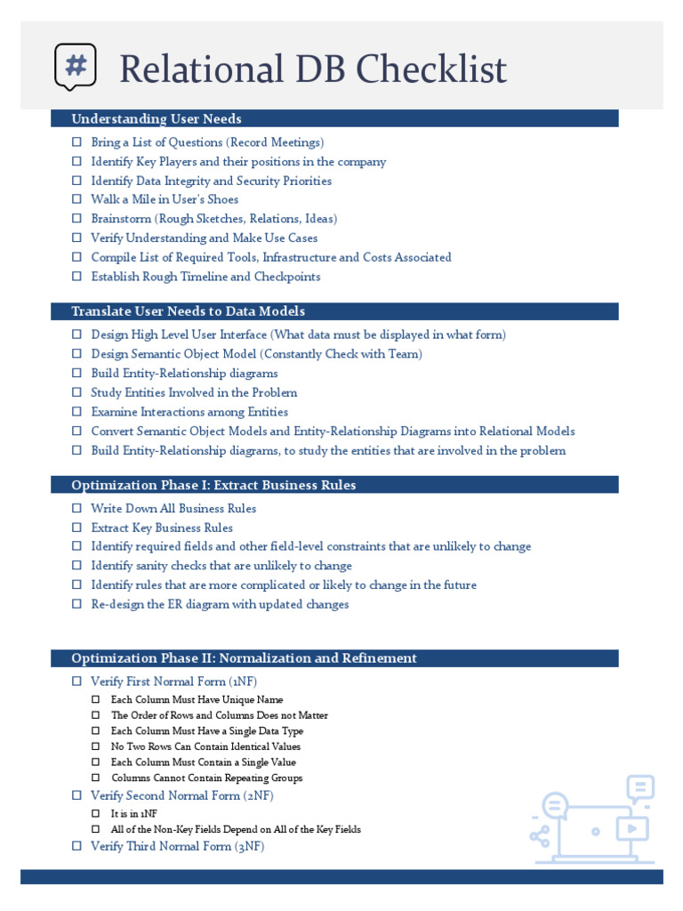 Relational DB User Needs Checklist | PDF | Computer Data | Data Management