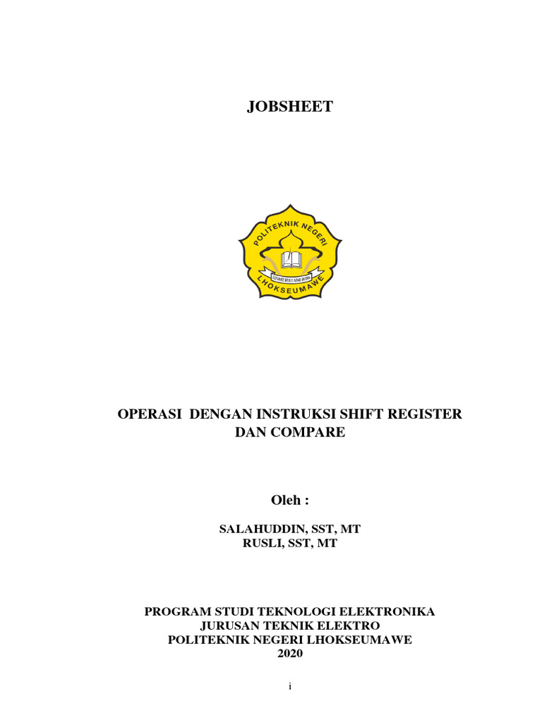 Jobsheet Operasi Dengan Instruksi Shift Register Dan Compare | PDF
