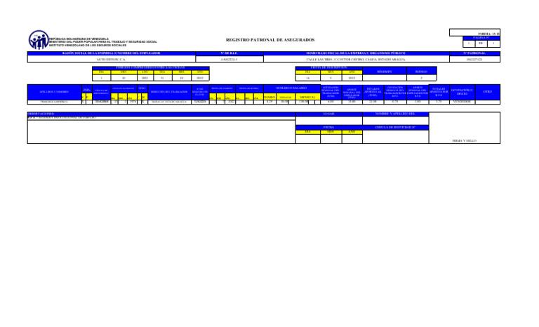 FORMATO NOMINA IVSS | PDF