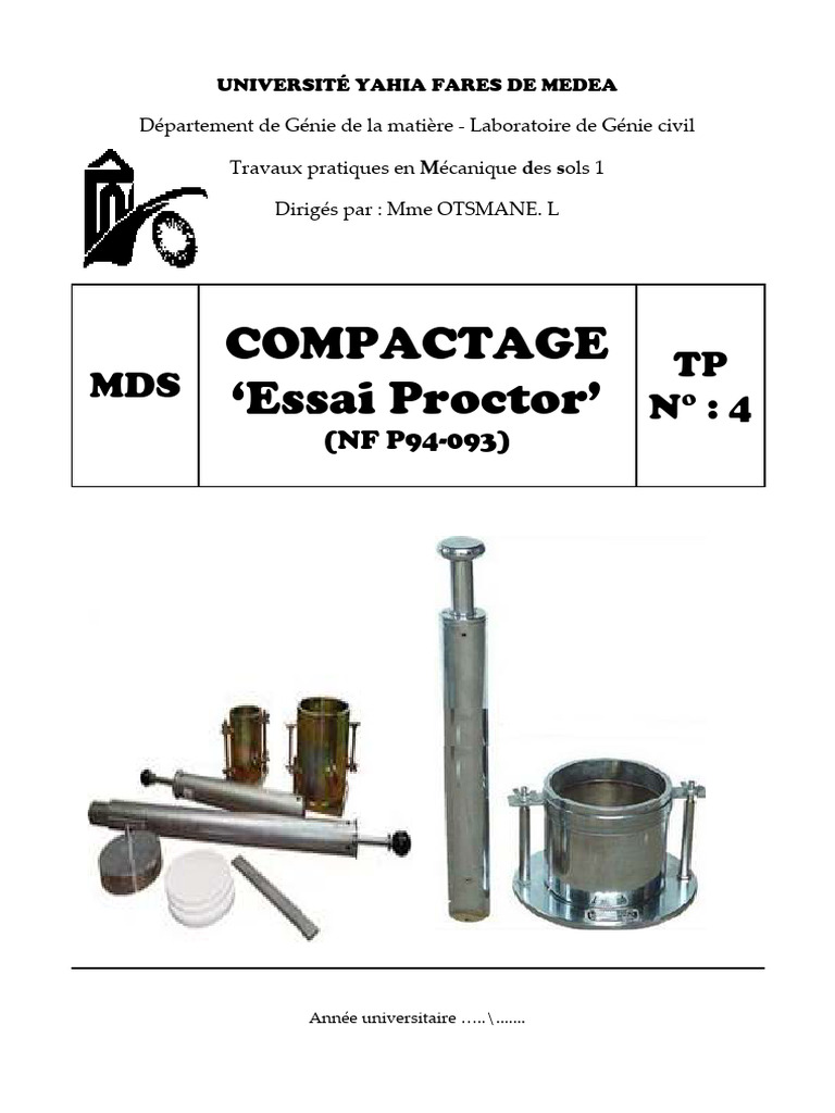 Essai Proctor de Compactage Sols | PDF | Sciences et mathématiques ...