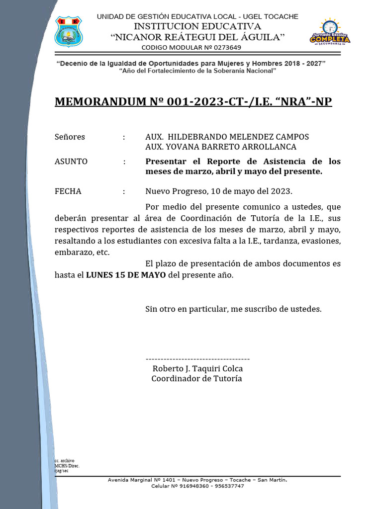Memorandum 2022 | PDF