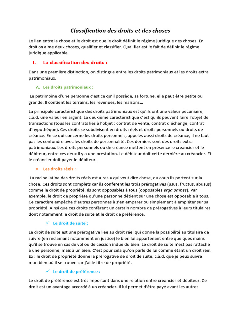 Comprendre les Droits et Choses Juridiques | PDF | Politique | Droit