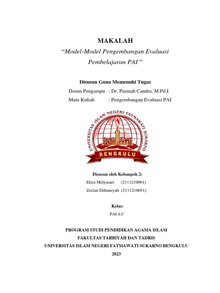 Makalah Model Model Evaluasi Pembelajaran PAI | PDF | Karier & Perkembangan | Pengembangan Diri