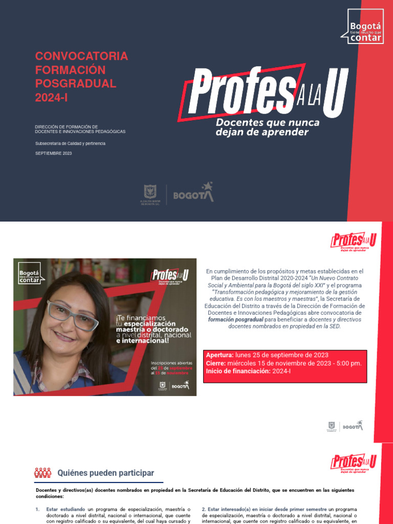 Convocatoria Oa - Profes A La U - 2024-I | PDF | Maestros | Educación ...
