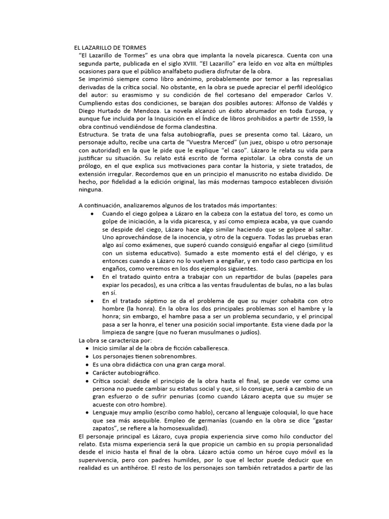 El Lazarillo de Tormes | PDF