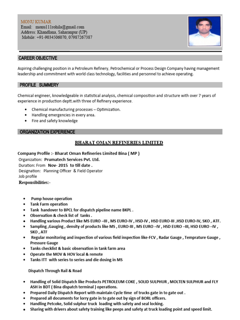 Monu Kumar | PDF | Oil Refinery | Rail Transport