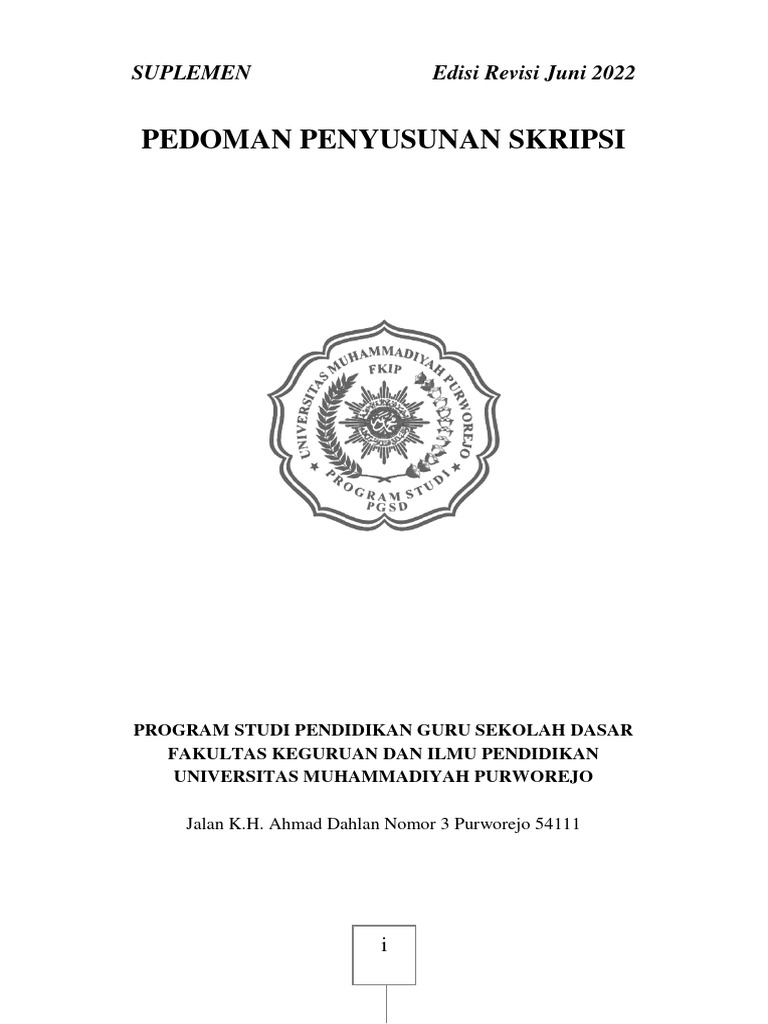 Suplemen Pedoman Skripsi PGSD Revisi Juni 2022 | PDF