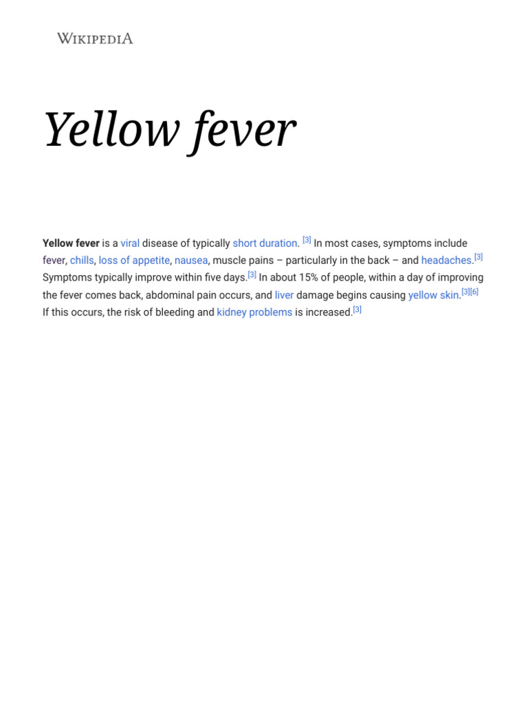 Yellow Fever - Wikipedia | PDF